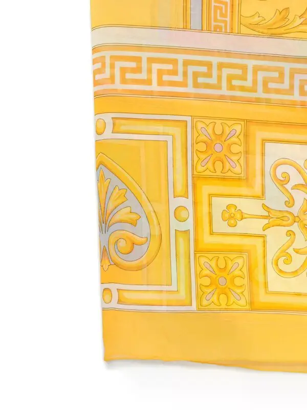 Versace 1990s Greca-print Floral-print Scarf