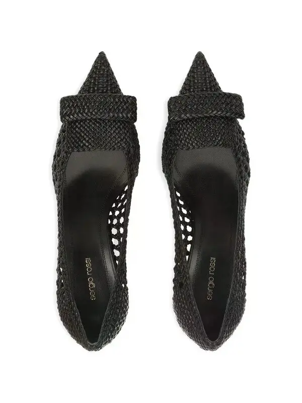 SERGIO ROSSI Braided Pointed Toe Stiletto Pumps - Black