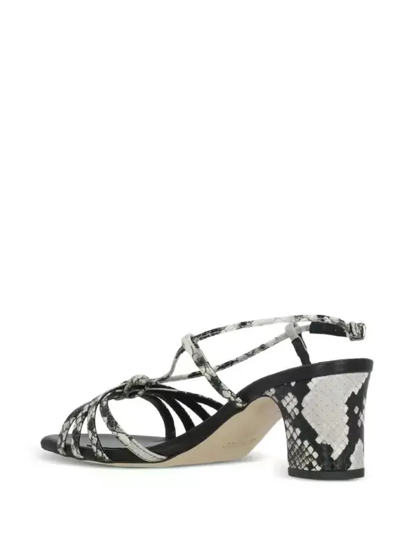 JULIE DEE Snakeskin-effect Strappy Sandals - Black