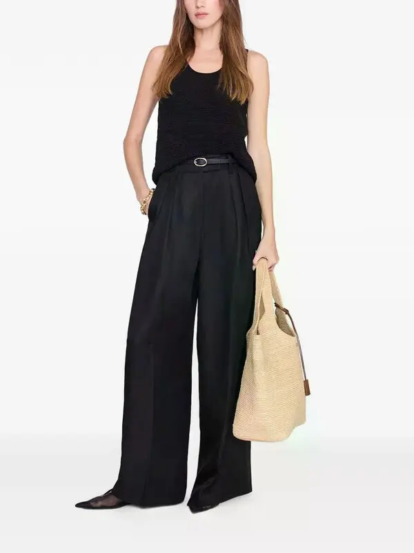 ANINE BING Lou Pleated Palazzo Pants - Black