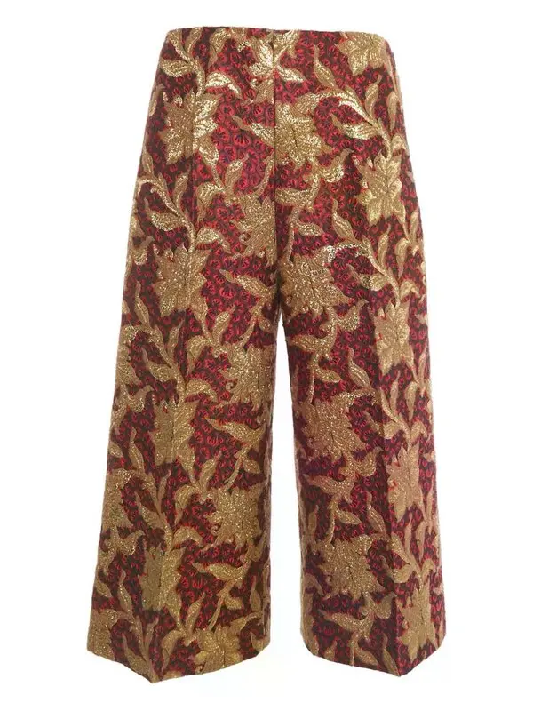 Gucci Floral Jacquard Wide-leg Trousers - Red