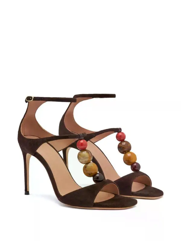 MALONE SOULIERS Leia Embellished Stiletto Sandals - Brown