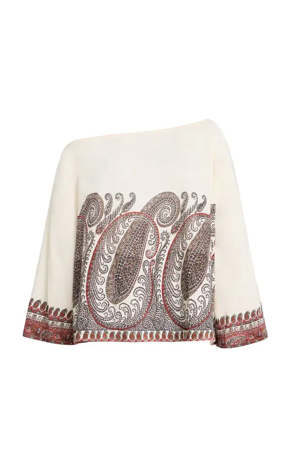 BOTEH Cassia Off-the-shoulder Paisley Print Cotton-blend Top - Multi