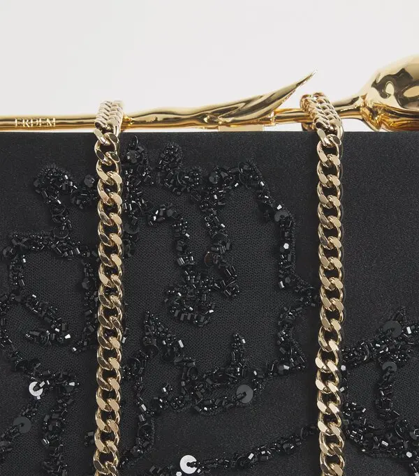 Erdem Embellished Bloom Clutch Bag With Top Handle