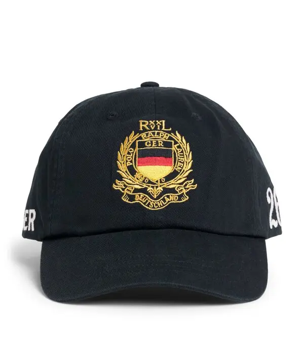 Polo Ralph Lauren Cotton Twill Baseball Cap With Germany Crest - Black