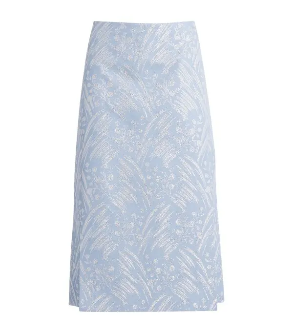Tory Burch Metallic Floral Jacquard Midi Skirt
