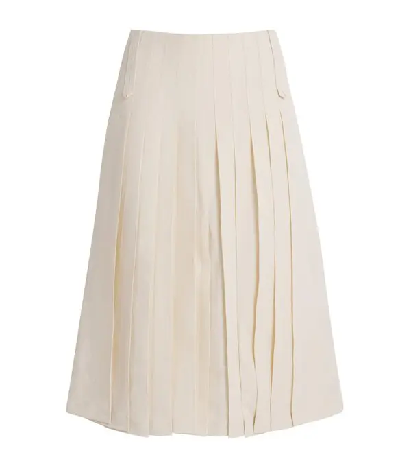 Tory Burch Pleated Midi Skirt - Ivory