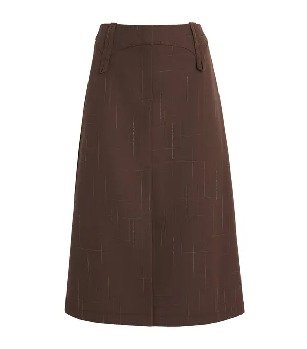 Tory Burch Stretch-wool Midi Skirt - Brown