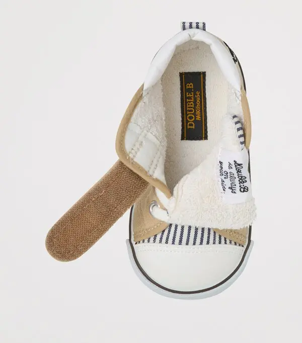 MIKI HOUSE Double B High Top Canvas Sneakers With Teddy Mascot