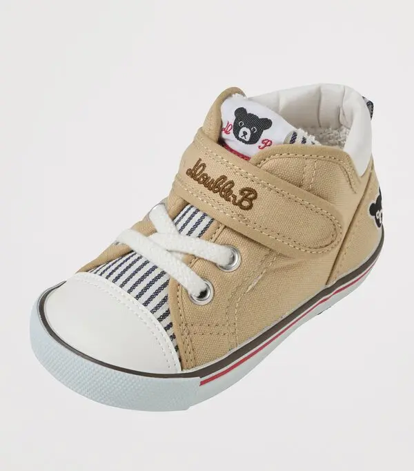 MIKI HOUSE Double B High Top Canvas Sneakers With Teddy Mascot