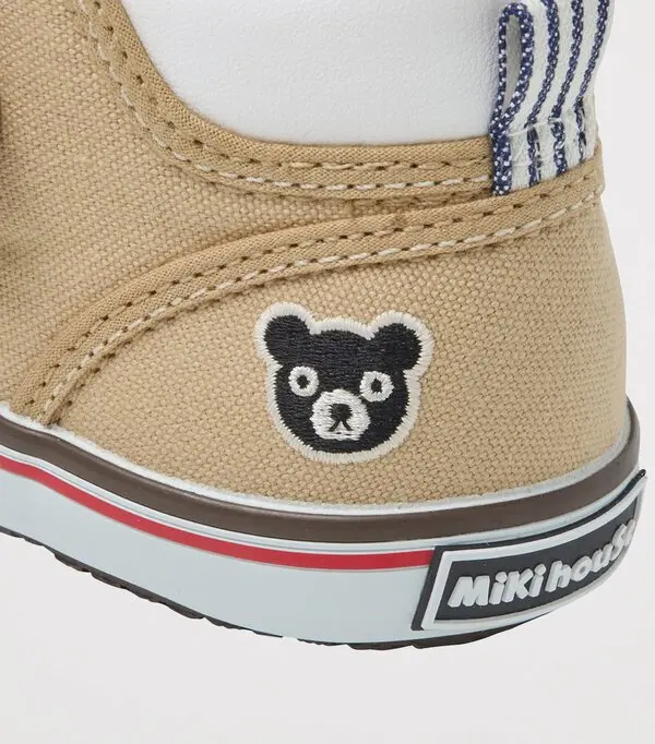 MIKI HOUSE Double B High Top Canvas Sneakers With Teddy Mascot