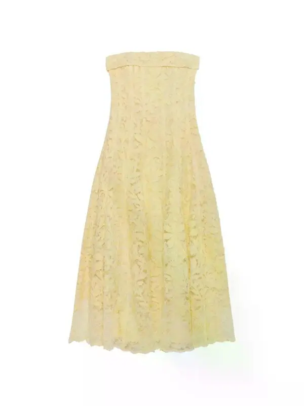 Simkhai Strapless Lace A-line Dress - Yellow