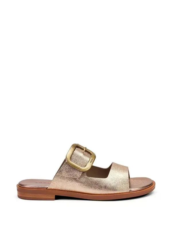 FRAU Buckled Laminated-leather Sandals - Gold