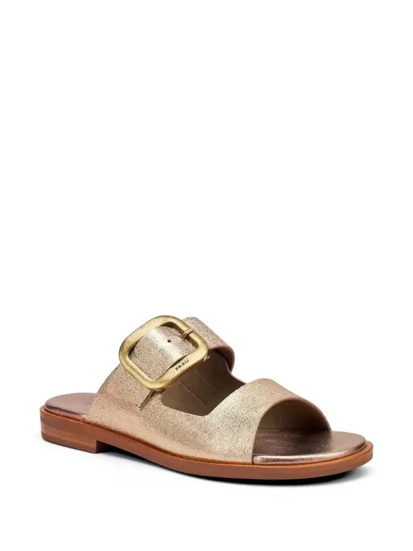 FRAU Buckled Laminated-leather Sandals - Gold
