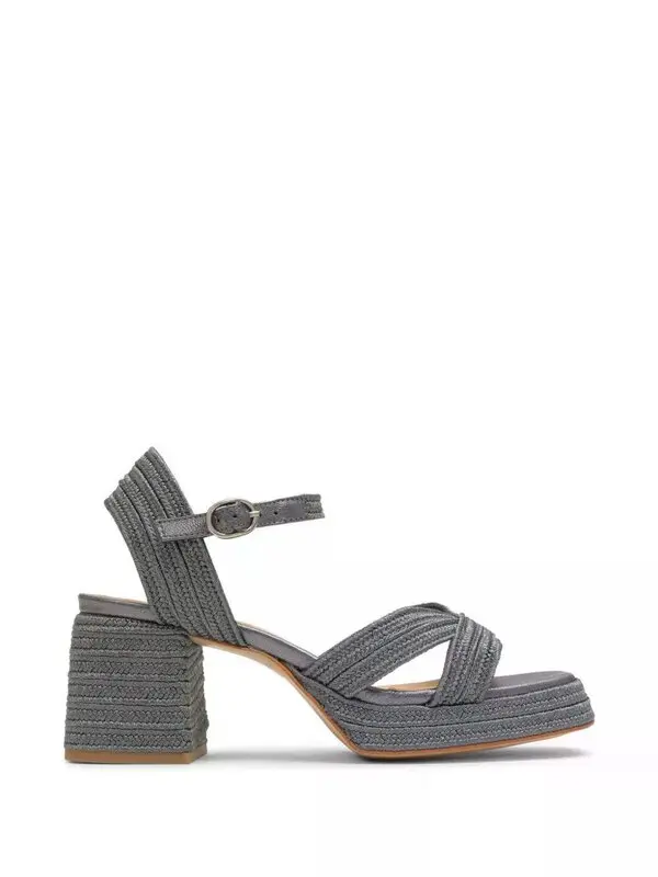 CastaÑer Metallic Braided Platform Sandals - Grey