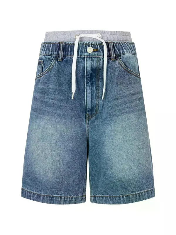 STUDIO TOMBOY Layered Detail Denim Shorts - Blue