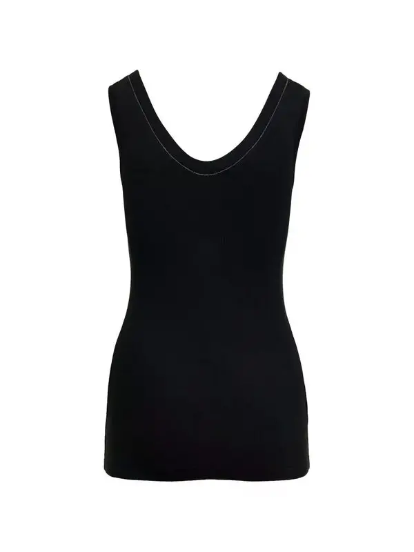 Brunello Cucinelli Monili Detail Ribbed Knit Tank Top - Black