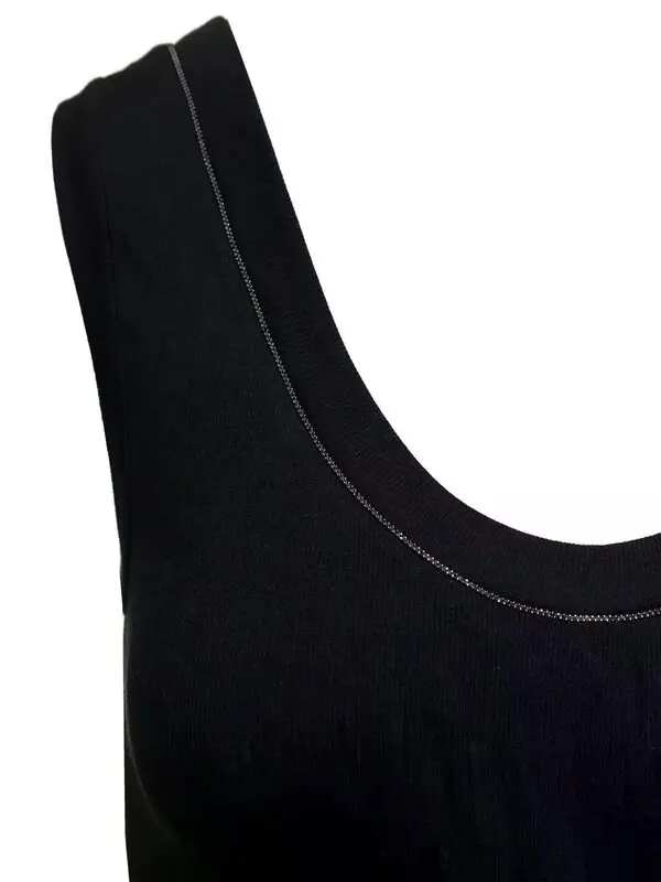 Brunello Cucinelli Monili Detail Ribbed Knit Tank Top - Black