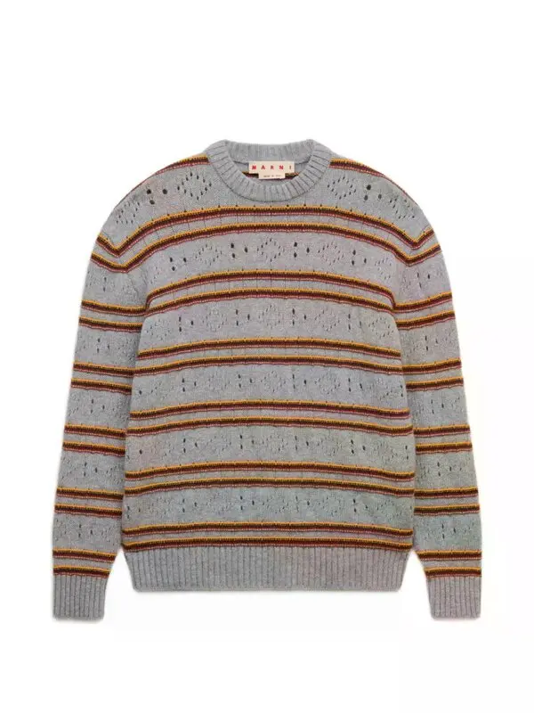 Marni Distressed Striped-knit Sweater