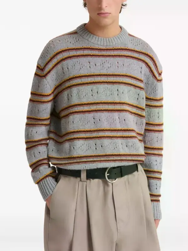 Marni Distressed Striped-knit Sweater