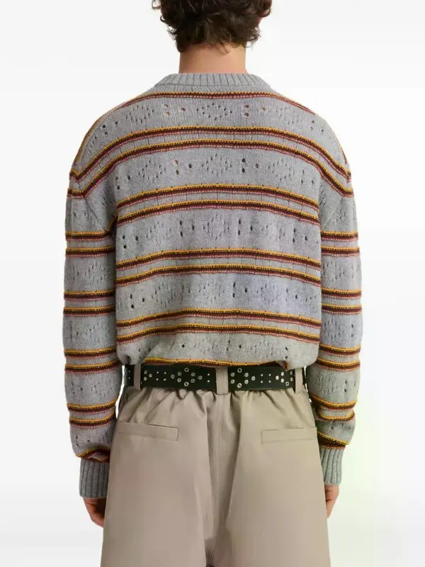 Marni Distressed Striped-knit Sweater
