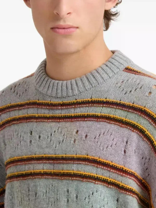 Marni Distressed Striped-knit Sweater