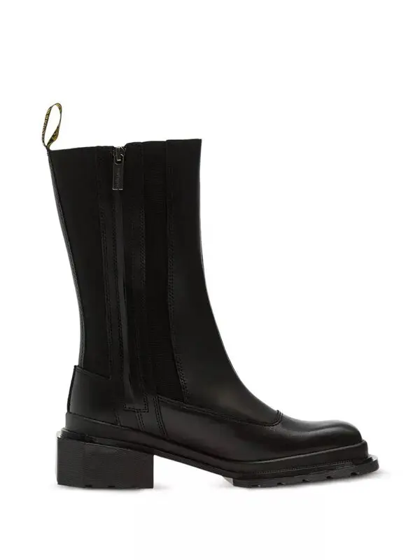 Dr. Martens Leather Square Toe Zip Up Boots - Black