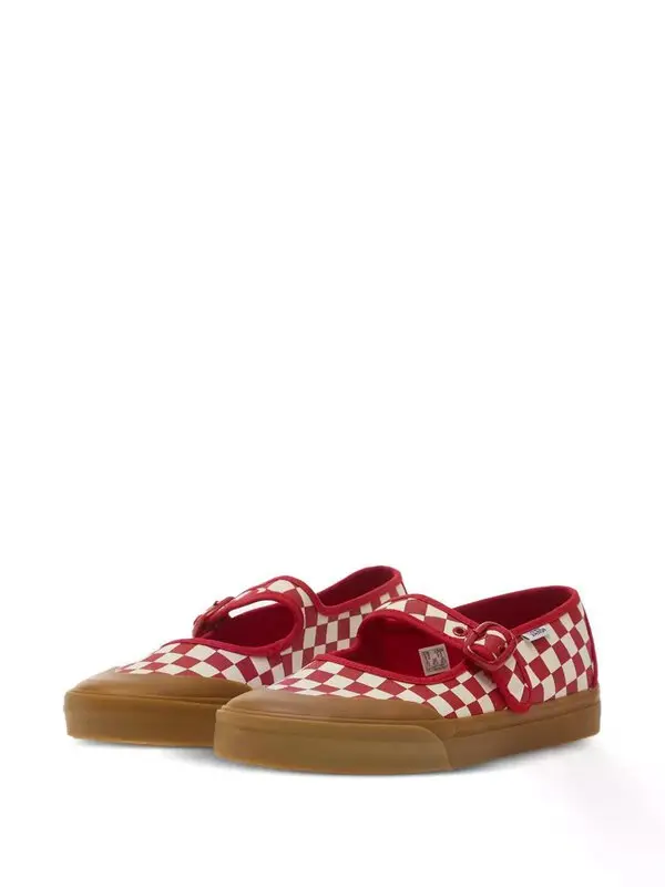 VANS Checkerboard Print Buckle Strap Espadrille Flats - Red