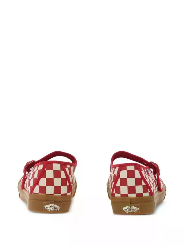 VANS Checkerboard Print Buckle Strap Espadrille Flats - Red