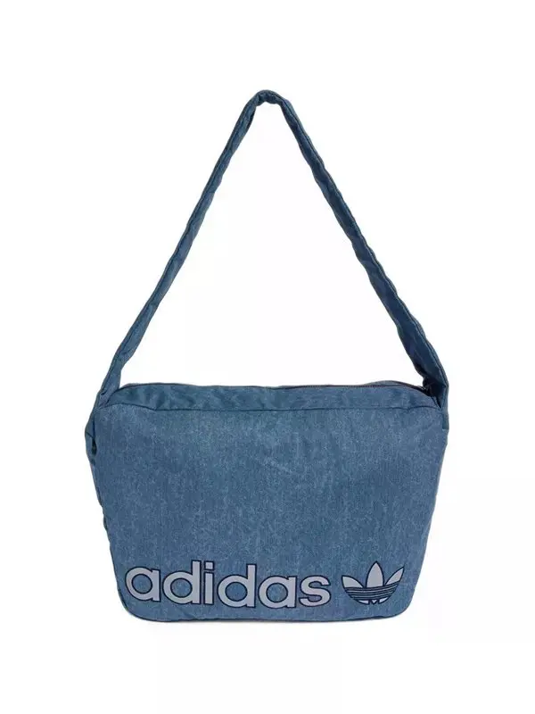 Adidas Shopper Washed Effect Logo-print Shoulder Bag - Blue
