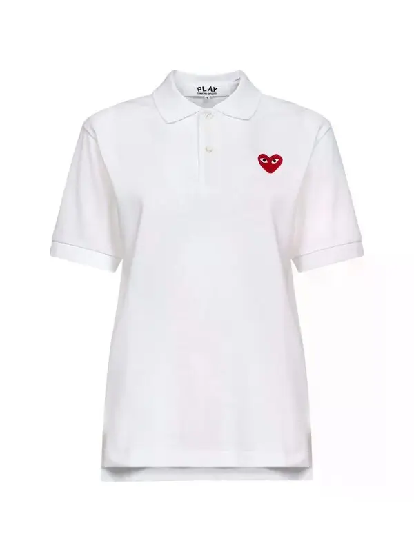 Play Comme Des Garcon Embroidered Heart Polo Shirt - White