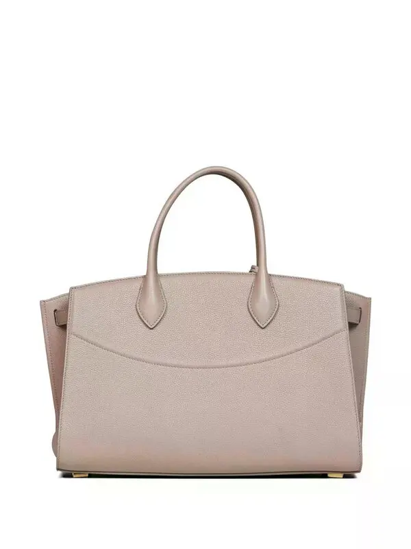 FERRAGAMO Gancini Hammered Leather Tote Bag - Neutrals