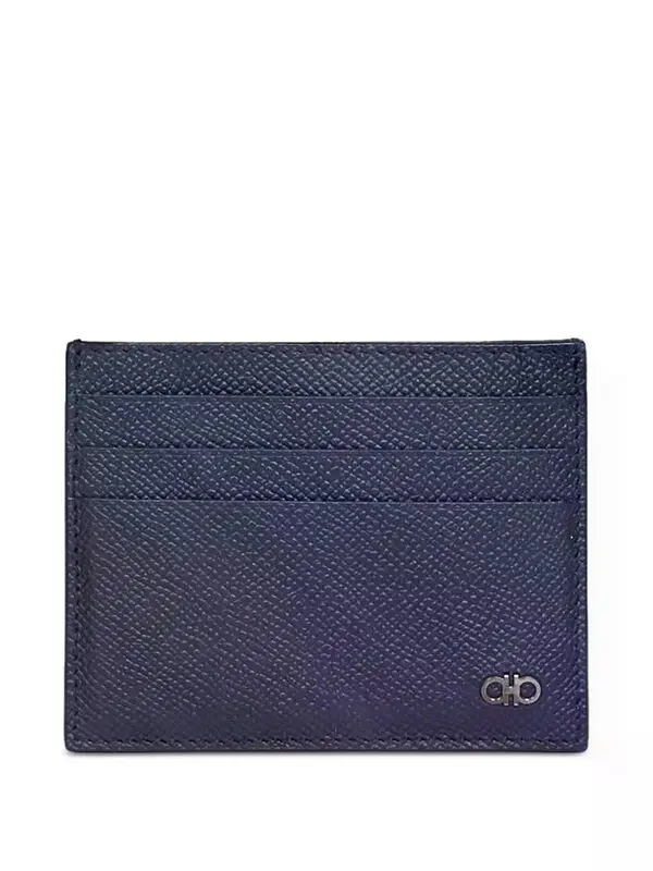 FERRAGAMO Gancini Leather Card Holder - Blue
