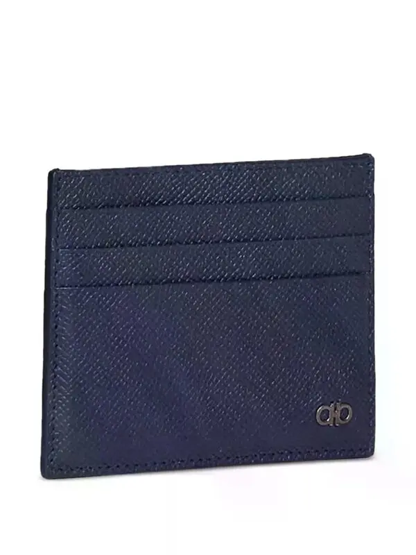 FERRAGAMO Gancini Leather Card Holder - Blue