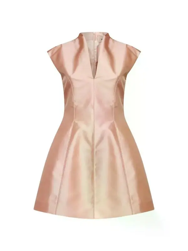 BLANCA VITA Flared Skirt V-neck Dress - Pink