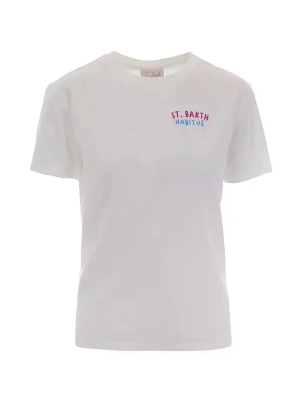 MC2 SAINT BARTH Emilie Embroidered Cotton T-shirt - White
