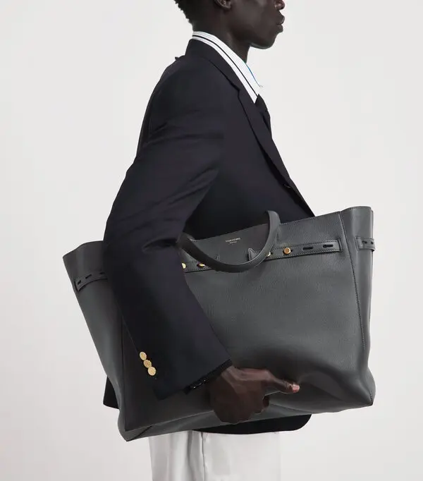 Thom Browne Leather Cabas Tote Bag