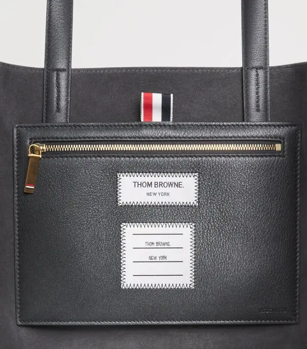 Thom Browne Leather Cabas Tote Bag