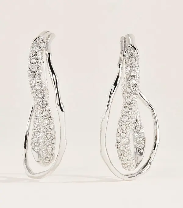 Alexis Bittar Small Solanales Crystal Twist Hoop Earrings