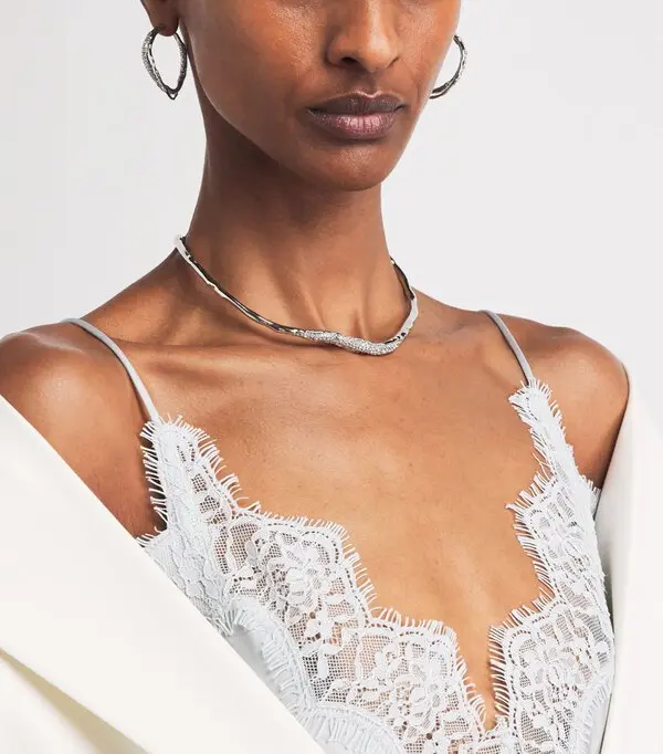 Alexis Bittar Small Solanales Crystal Twist Hoop Earrings