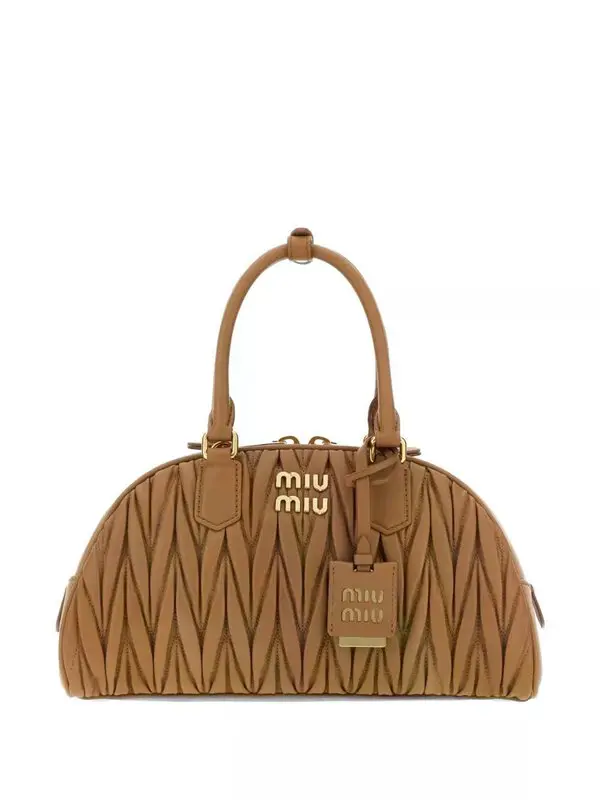 Miu Miu Arcadie Leather Tote Bag - Brown