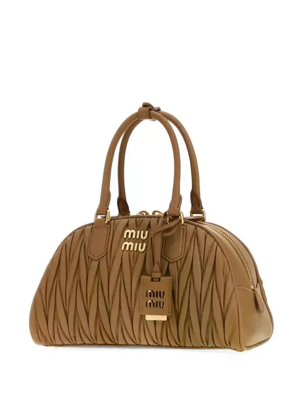 Miu Miu Arcadie Leather Tote Bag - Brown