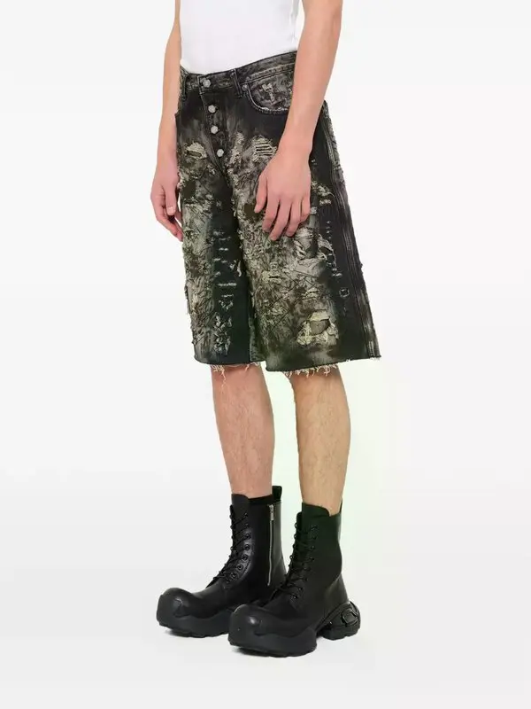 THUG CLUB Distressed Hard-washed Denim Shorts