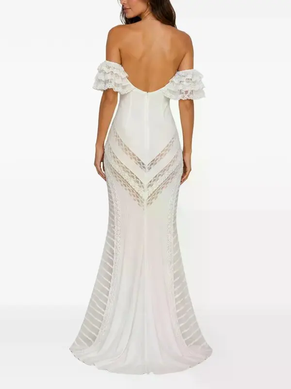Amen Lace-panelled Ruffled Maxi Dress