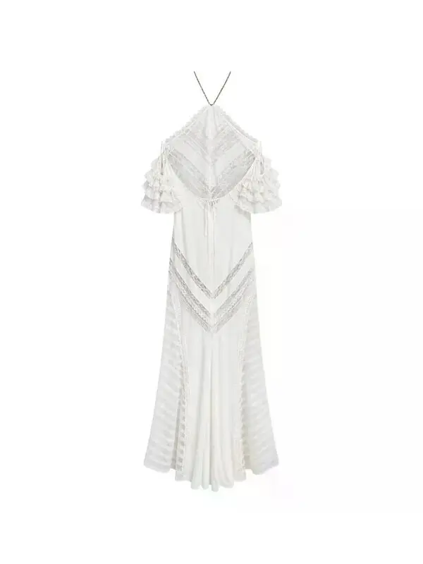 Amen Lace-panelled Ruffled Maxi Dress