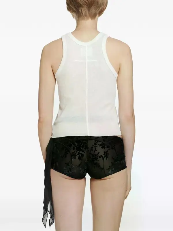 DAISY Embroidered Ribbed-knit Tank Top