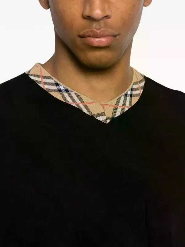 Burberry Check-trim V-neck Sweater