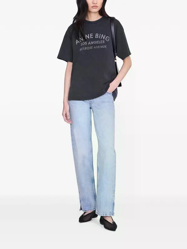 ANINE BING Melrose Stencil-print Cotton T-shirt
