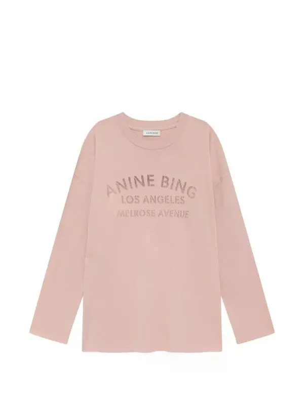 ANINE BING Long-sleeve Cotton T-shirt With Stencil-effect Logo