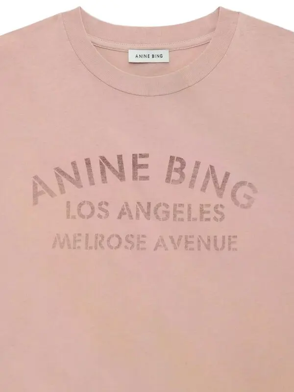 ANINE BING Long-sleeve Cotton T-shirt With Stencil-effect Logo - Pink